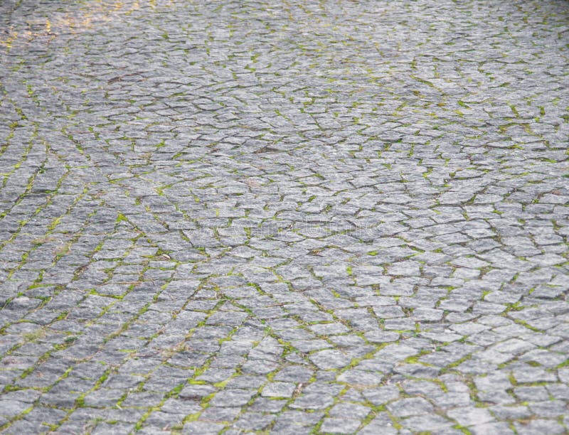 Perspective View of Monotone Gray Brick Stone Street Road. Background ...