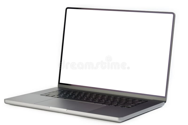 Perspective View of Open Laptop Stock Photo - Image of open, display ...