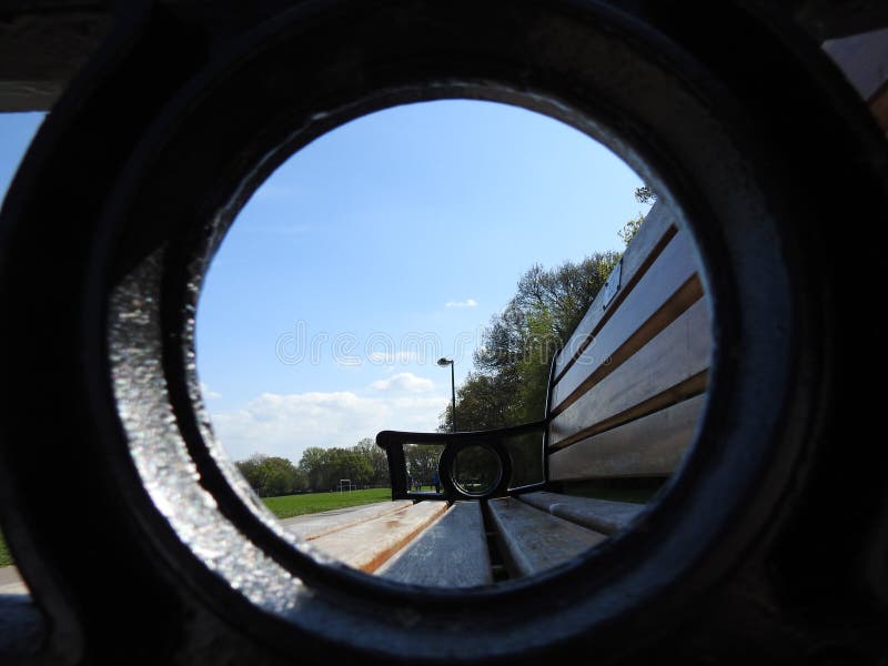 View through Hand Rail on a Bench Stock Image - Image of planks, rail ...