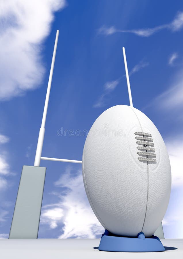 Rugby Ball Closeup Infront of Posts Stock Illustration - Illustration ...
