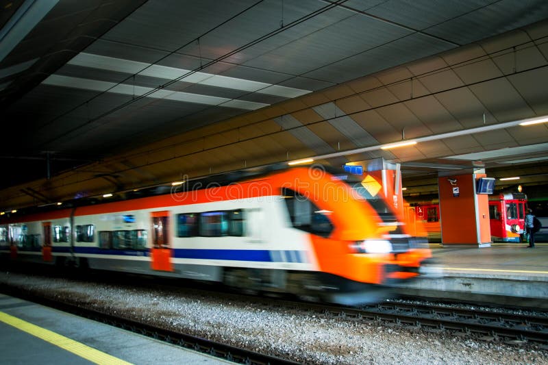 Perspective View of a Platform in Central Railway Station Stock Image ...