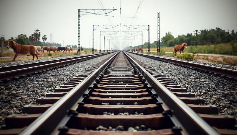 Railroad Tracks Perspective, Journey and Travel Path, Stock Photo ...