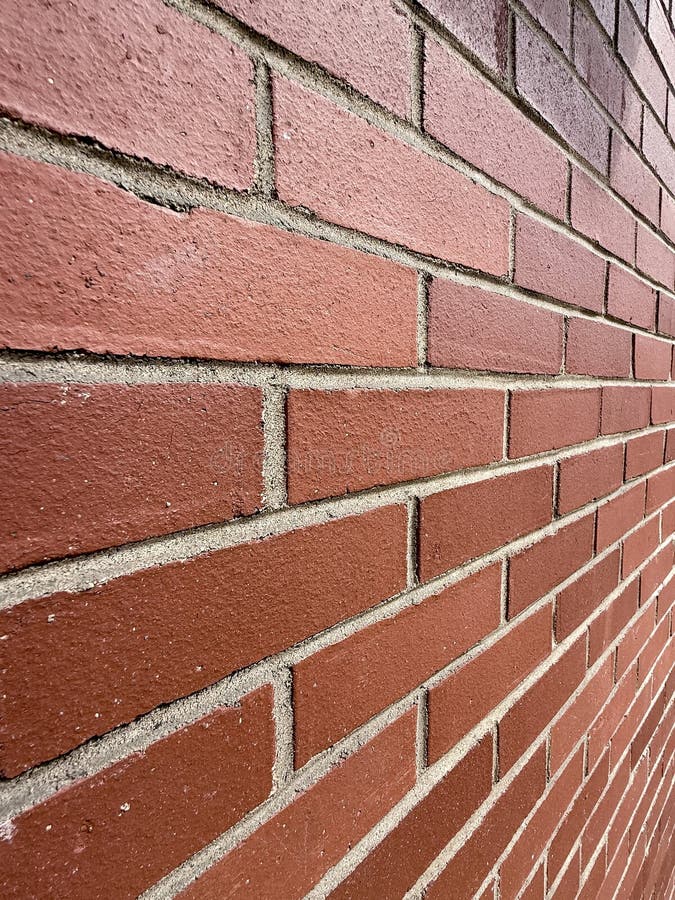 Perspective View of Red Brick Wall with Gray Mortar Lines Stock Photo ...