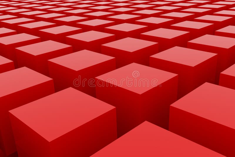 Perspective View of Red Color Grossy Cubes or Boxes. Shape, Pattern ...