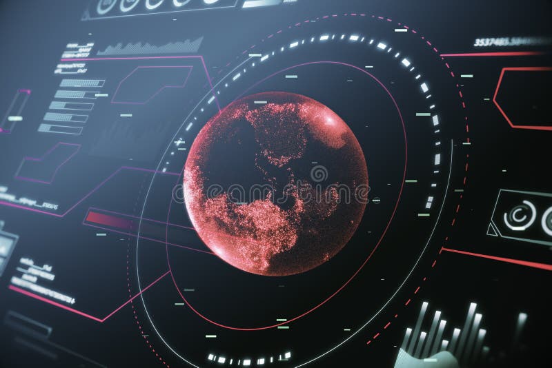 Perspective View on Screen Texture with Abstract Global Stats Data on ...