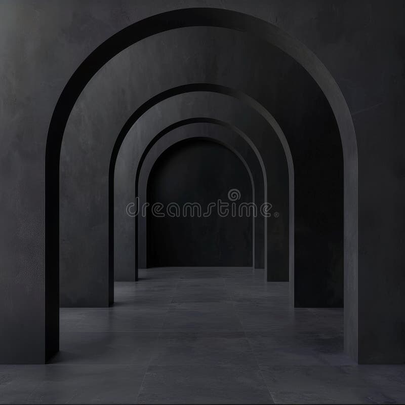 Series of Arches in a Dark Room Creating Depth Stock Image - Image of ...