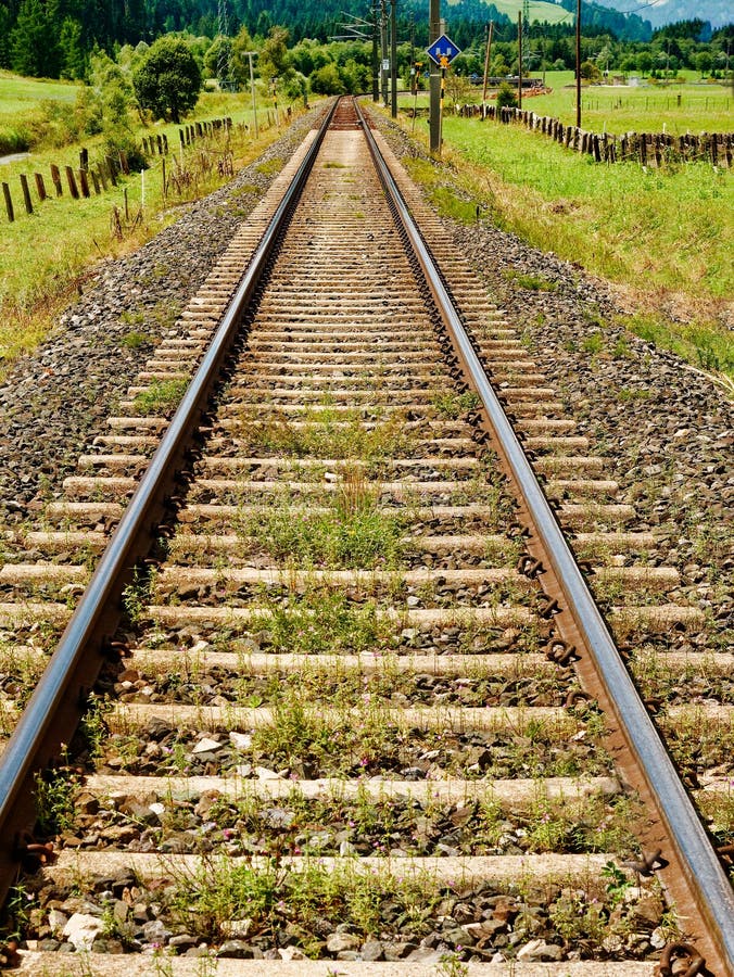 Perspective View of Singe Railroad Track Stock Photo - Image of ...