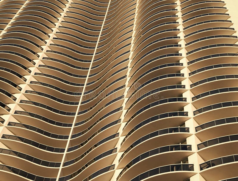 Perspective View on Skyscraper with Balconies in Modern City, City ...