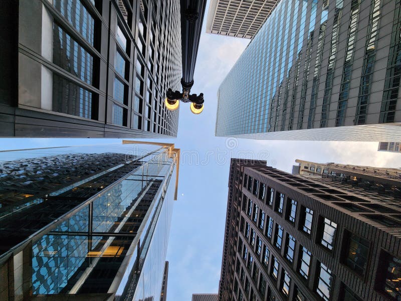 Perspective View on Skyscraper. High Skyscraper Perspective with Sky ...