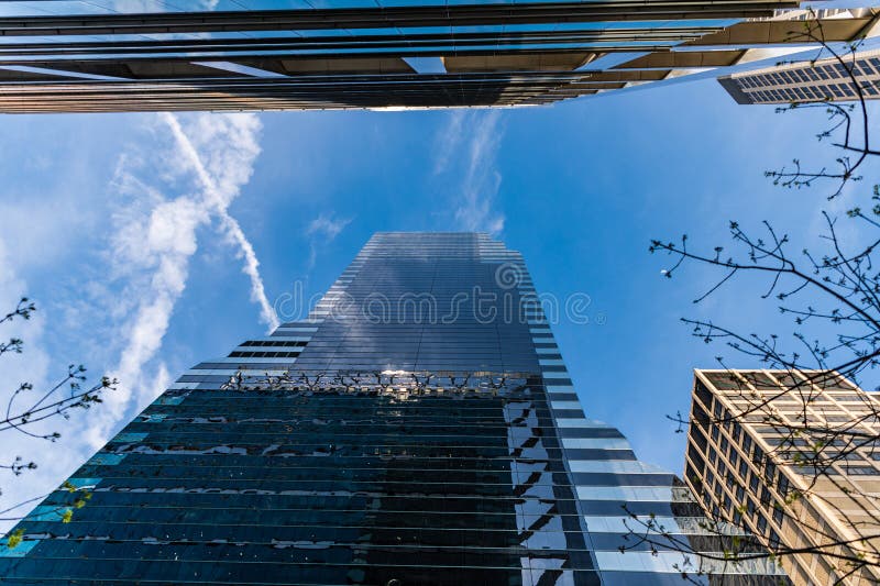 Perspective View on Skyscraper. High Skyscraper Perspective with Sky ...