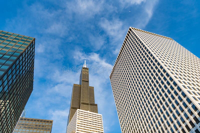 Perspective View on Skyscraper. High Skyscraper Perspective with Sky ...