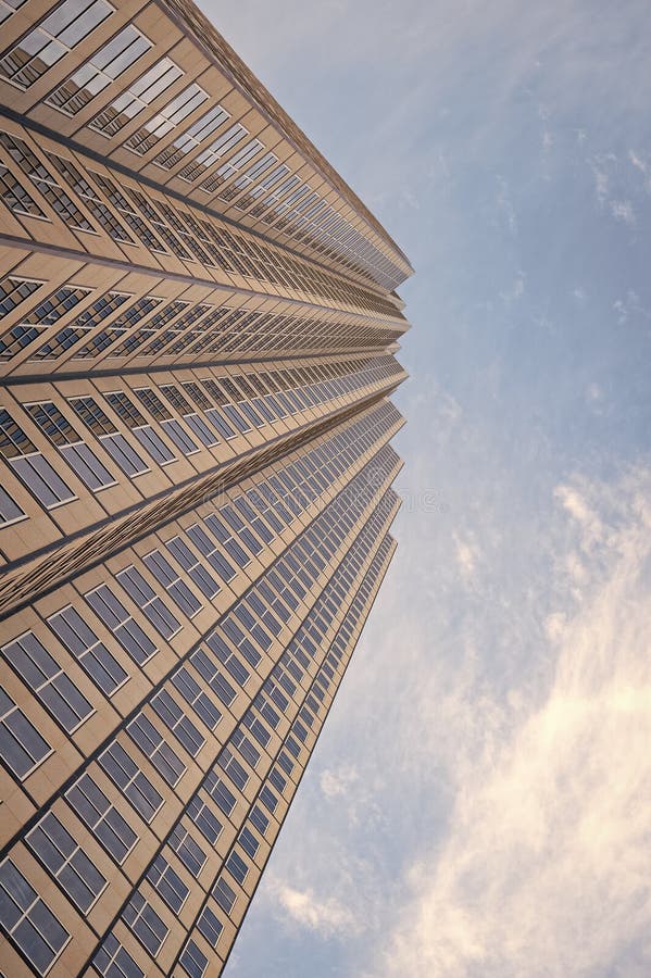 Perspective View on Skyscraper. High Skyscraper Perspective with Sky ...