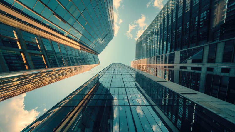 A Perspective View of a Tall Building from the Ground, Suitable for ...