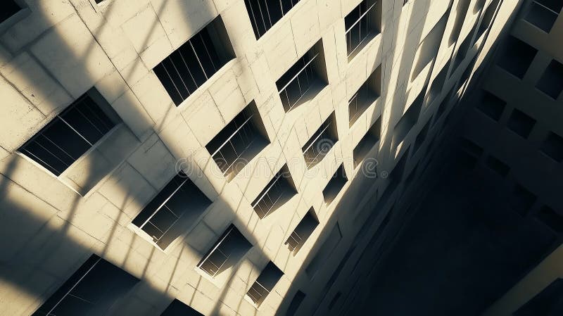 Perspective View of a Tall Residential Building with Repetitive ...