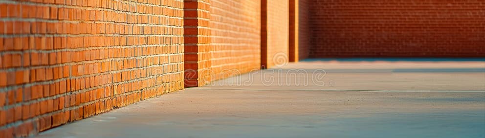 Perspective View of Two Intersecting Brick Walls at a Corner with Light ...