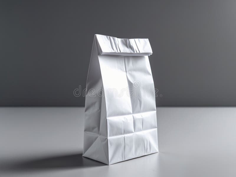 A Perspective View of a White Paper Bag Mockup Stock Image - Image of ...