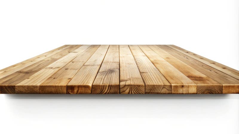 Perspective View Wooden Tabletop - Light Brown, Horizontal Planks ...