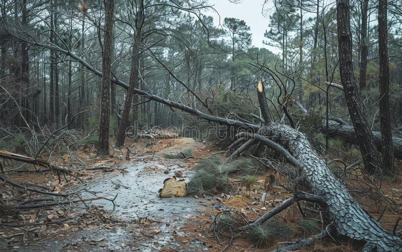 A Perspective View of a Woodland Road, Dramatically Obstructed by ...