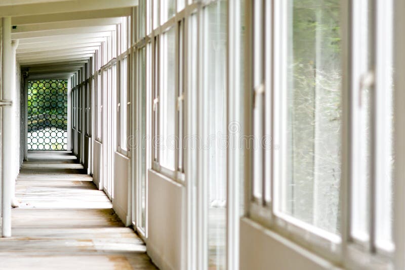 Perspective of Pillars and Windows Stock Image - Image of clear ...
