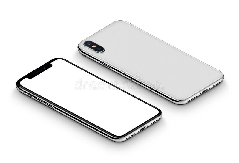 Perspective White Smartphone Like IPhone X Mockup Front Side and Back ...