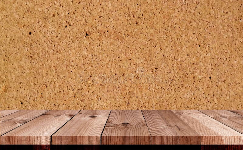 Perspective Wooden Board Over Blurred Cork Wallpaper Stock Image ...