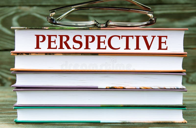 PERSPECTIVE - Word are Written on Books on a Dark Background Stock ...