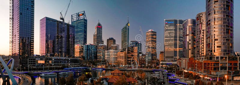 Perth - August 31, 2023: Night View of Elisabeth Quay in Perth ...