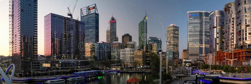 Perth - August 31, 2023: Night View of Elisabeth Quay in Perth ...