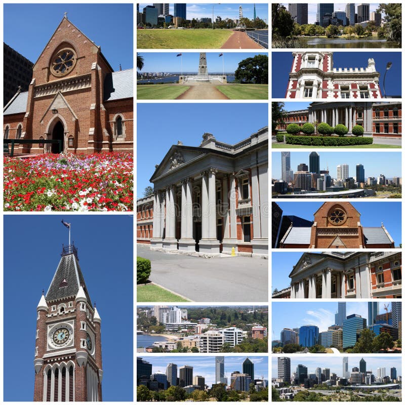 Collage de Perth foto de archivo. Imagen de australia - 76896608
