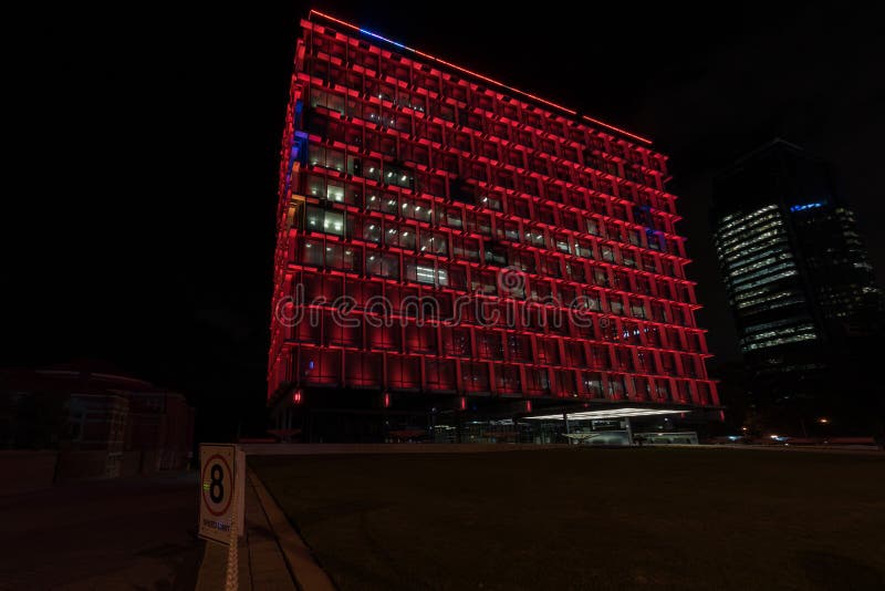 PERTH, AUSTRALIA, AUGUST, 18 2015 - Illuminated Building at Night ...