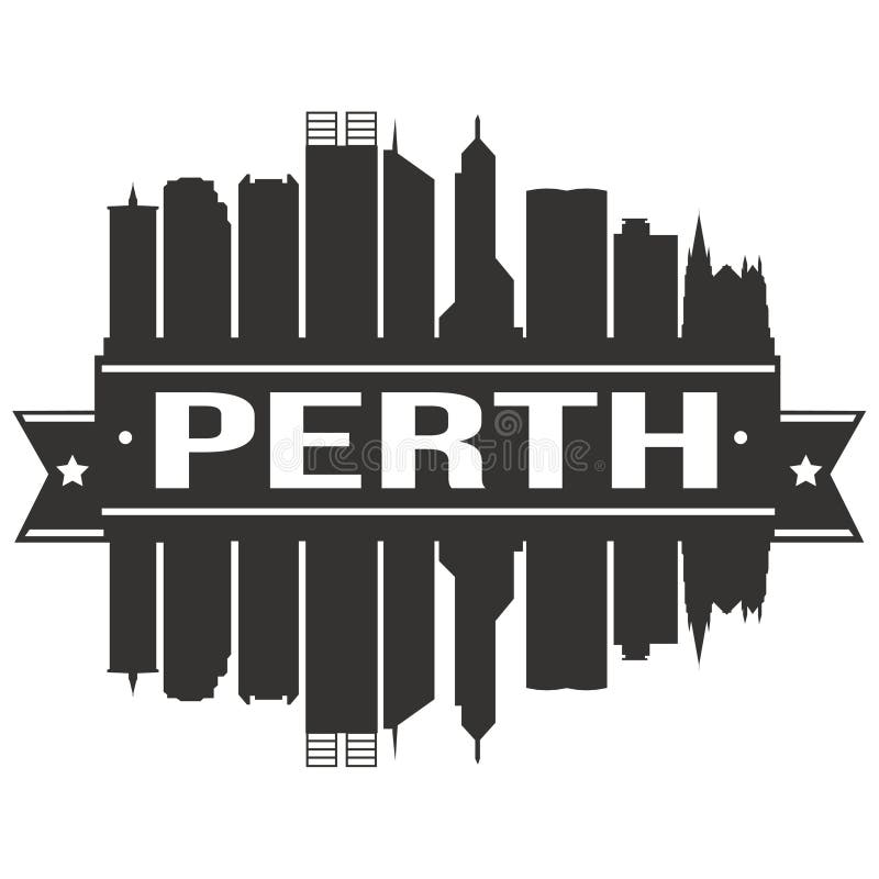 Perth Australia Australasian Icon Vector Art Design Skyline Flat City ...