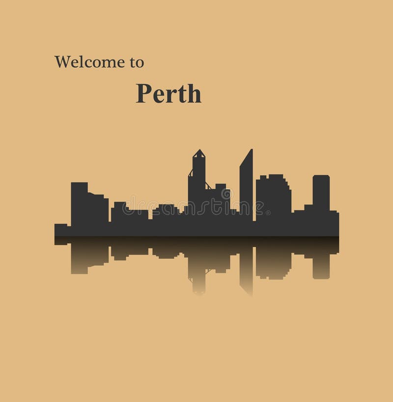 Perth Australia City Silhouette White Background Stock Vector ...