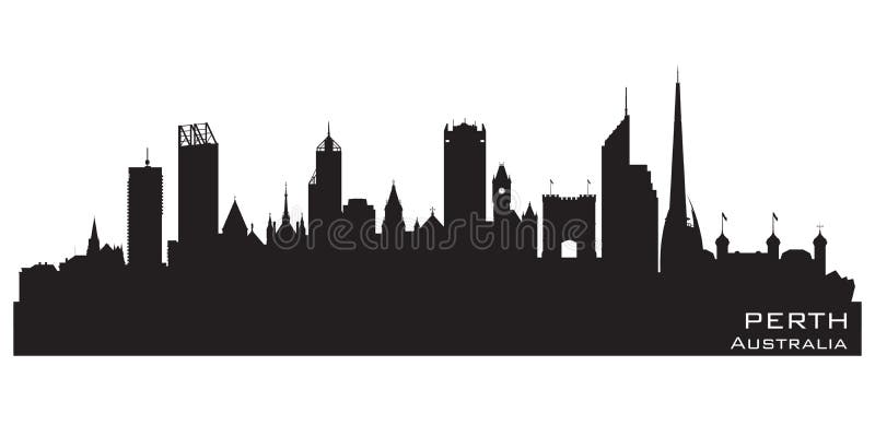 Perth Australia Round Icon Vector Art Flat Shadow Design Skyline City ...