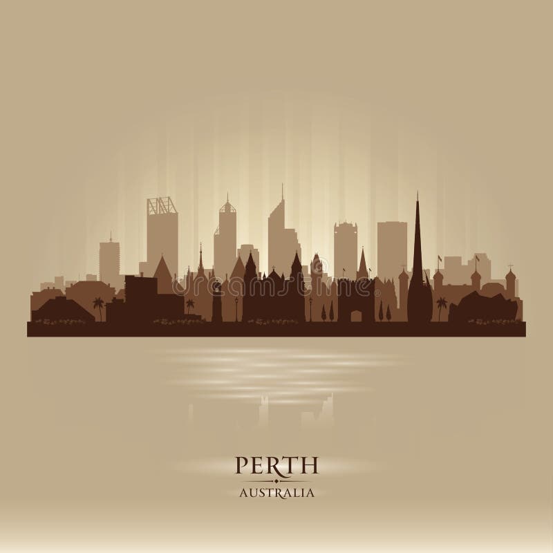 Perth Australia City Skyline Vector Silhouette Stock Vector ...