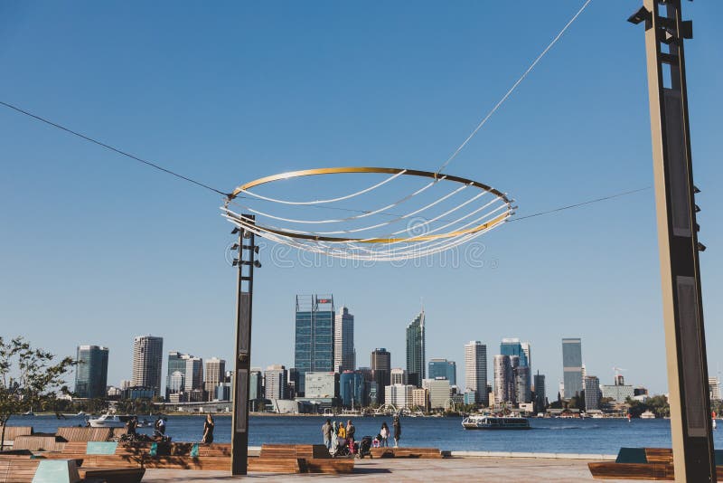 View of Perth CBD Skyline from Mends Jetty Across the River Swan in ...