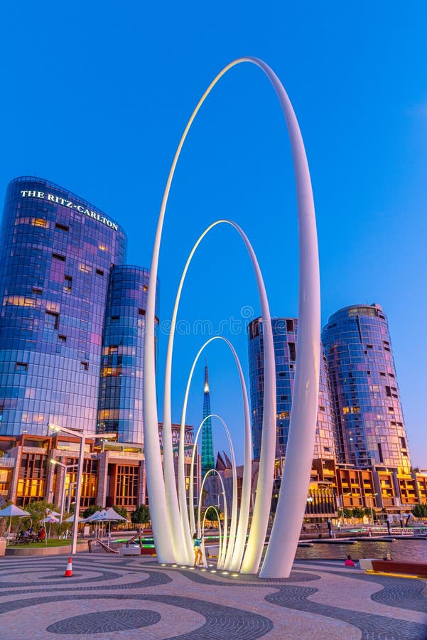 PERTH, AUSTRALIA, JANUARY 19, 2020: Night View of Spanda Sculpture in ...