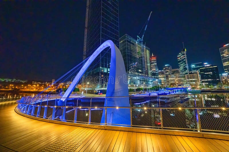 Perth, Australia - September 11, 2023: Elizabeth Quay Bridge at Night ...
