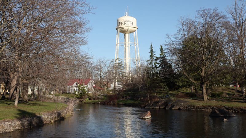 Park and Water Tower in Perth, Ontario, Canada Stock Video - Video of ...