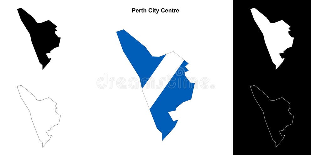 Perth City Centre Outline Map Stock Vector - Illustration of contour ...