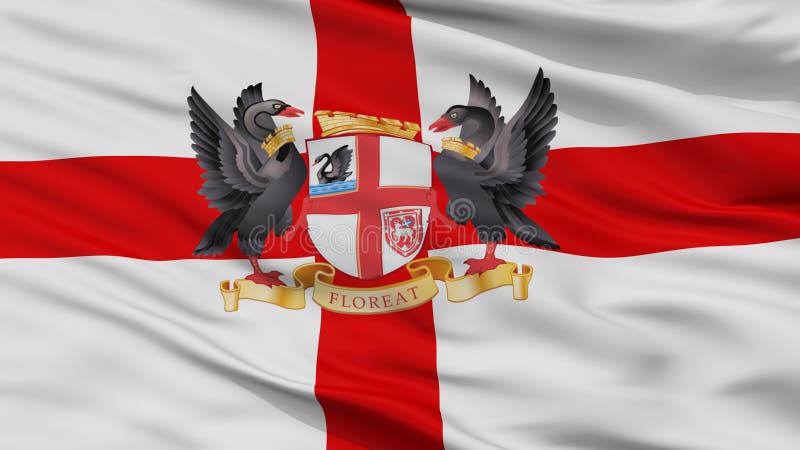 Perth City Flag, Australia, Closeup View Stock Illustration ...