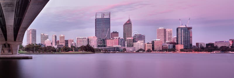 Perth City Long Exposure Sunset Editorial Stock Image - Image of view ...