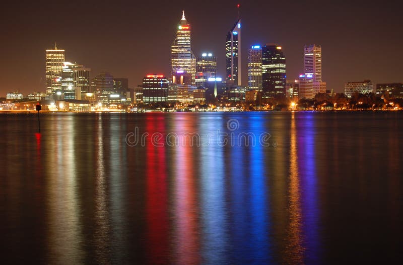 Perth Skyline Western Australia at Dusk Stock Image - Image of ...