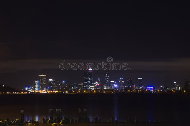 Perth city at Night stock photo. Image of outdoors, night - 76465378