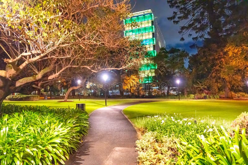 Perth city park at night stock photo. Image of building - 322942938