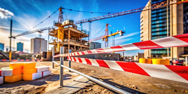Perth Construction Site Safety Red White Warning Tape Crane and Dropped ...