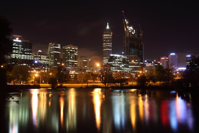 Perth Skyline at Night stock image. Image of city, night - 36188725