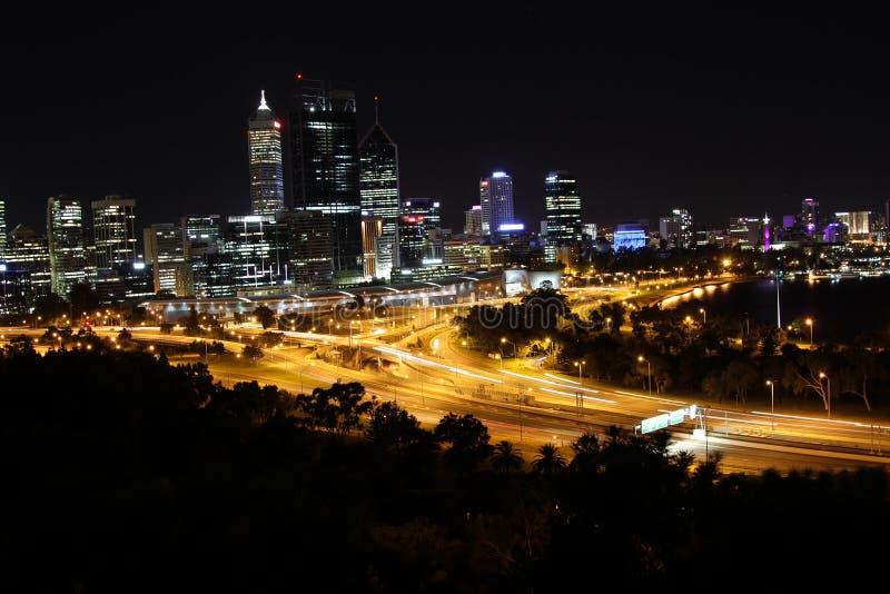 Perth at night stock image. Image of buildings, australia - 23995107