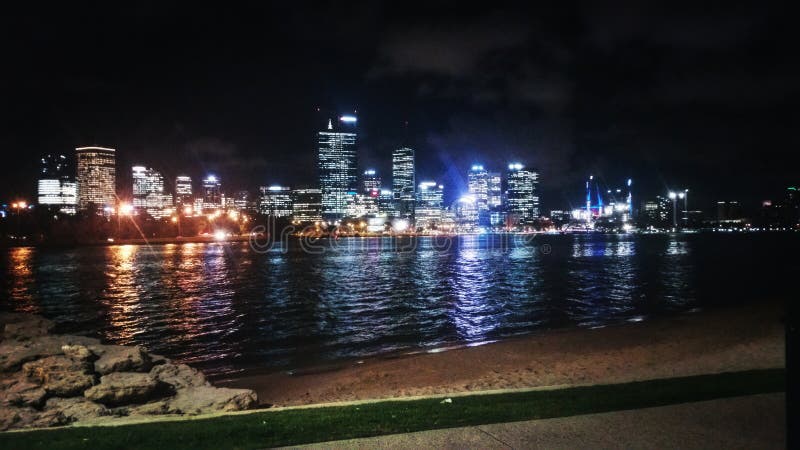 Perth and night stock photo. Image of reflection, skyline - 264570332