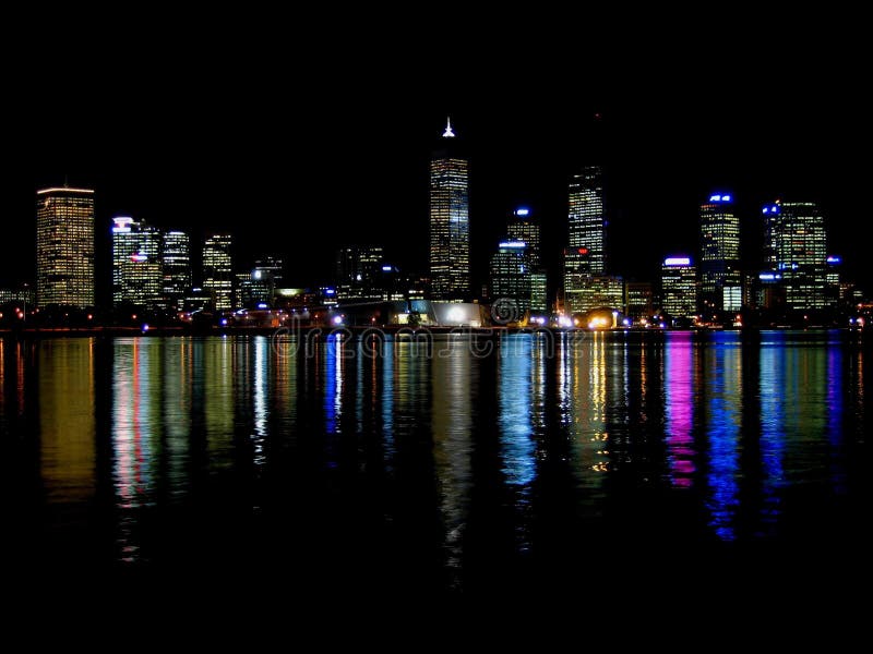 Perth by night stock photo. Image of lights, water, australia - 5590724