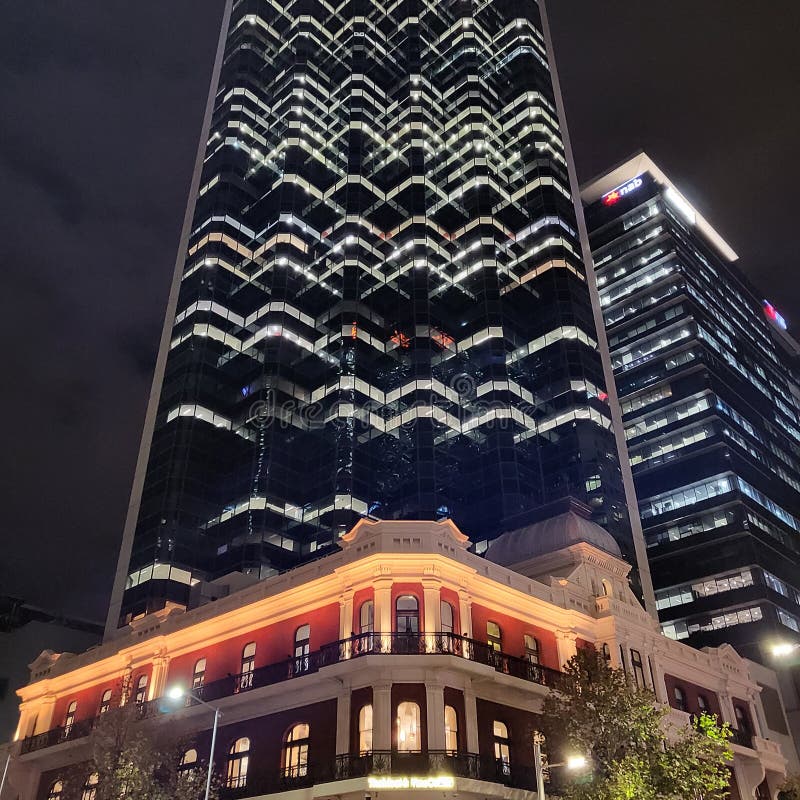 Perth night buildings city editorial photo. Image of metropolis - 264329186